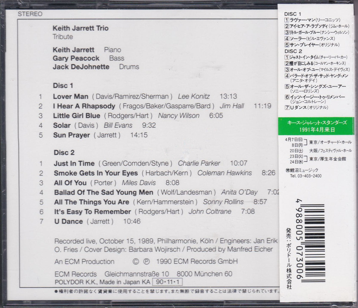 Keith Jarrett Trio ‎– Tribute – Surface Records